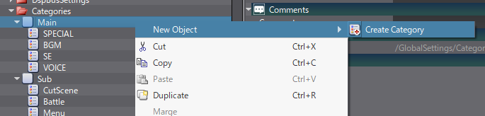 CRI ADX2 Tools Manual: 如何创建类别