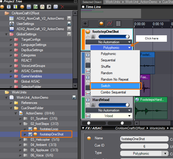 CRI ADX2 Tools Manual: 为切换型Cue设置游戏变量